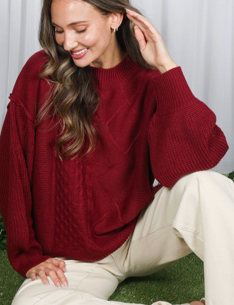 Maroon Knitted Sweater – Color Me Darling Boutique